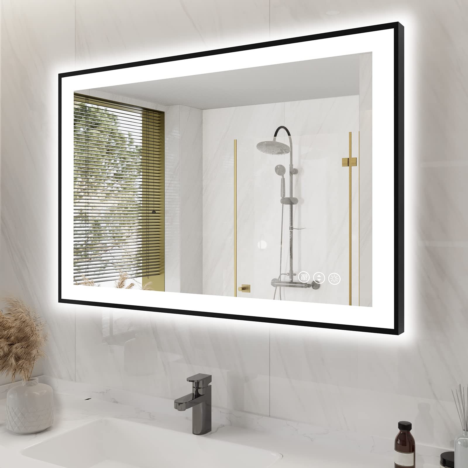 DP-FRAMED-005 48x32 Anti-Fog Framed LED Bathroom Mirror