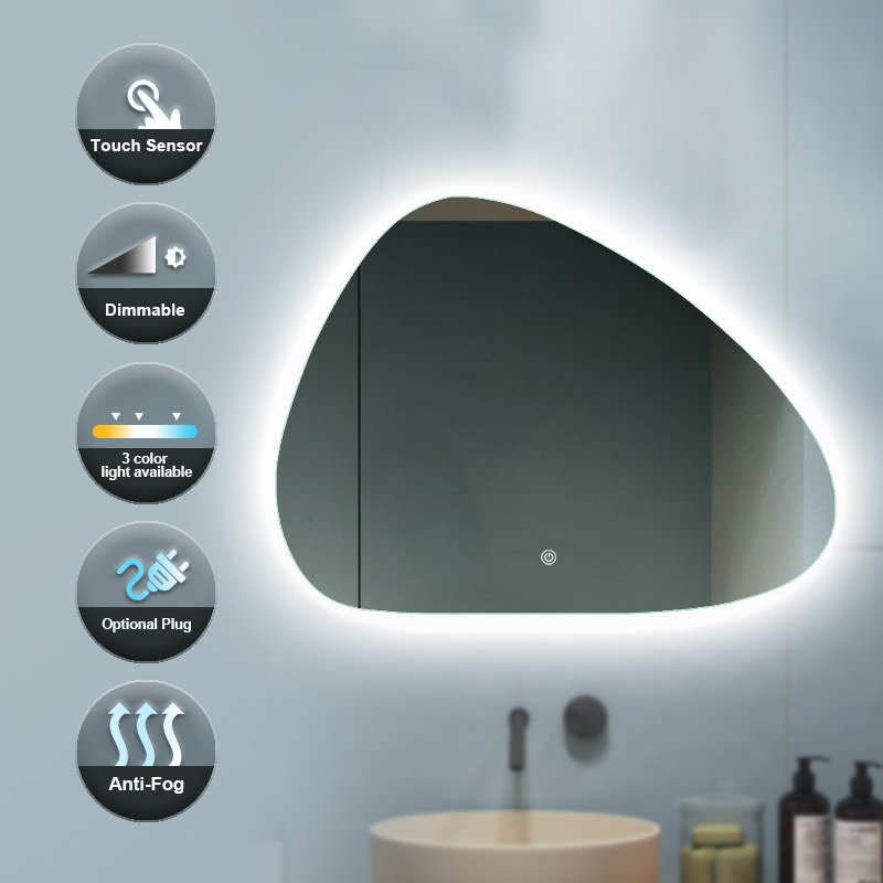 60*80CM LED Backlit Irregular Bathroom Mirror