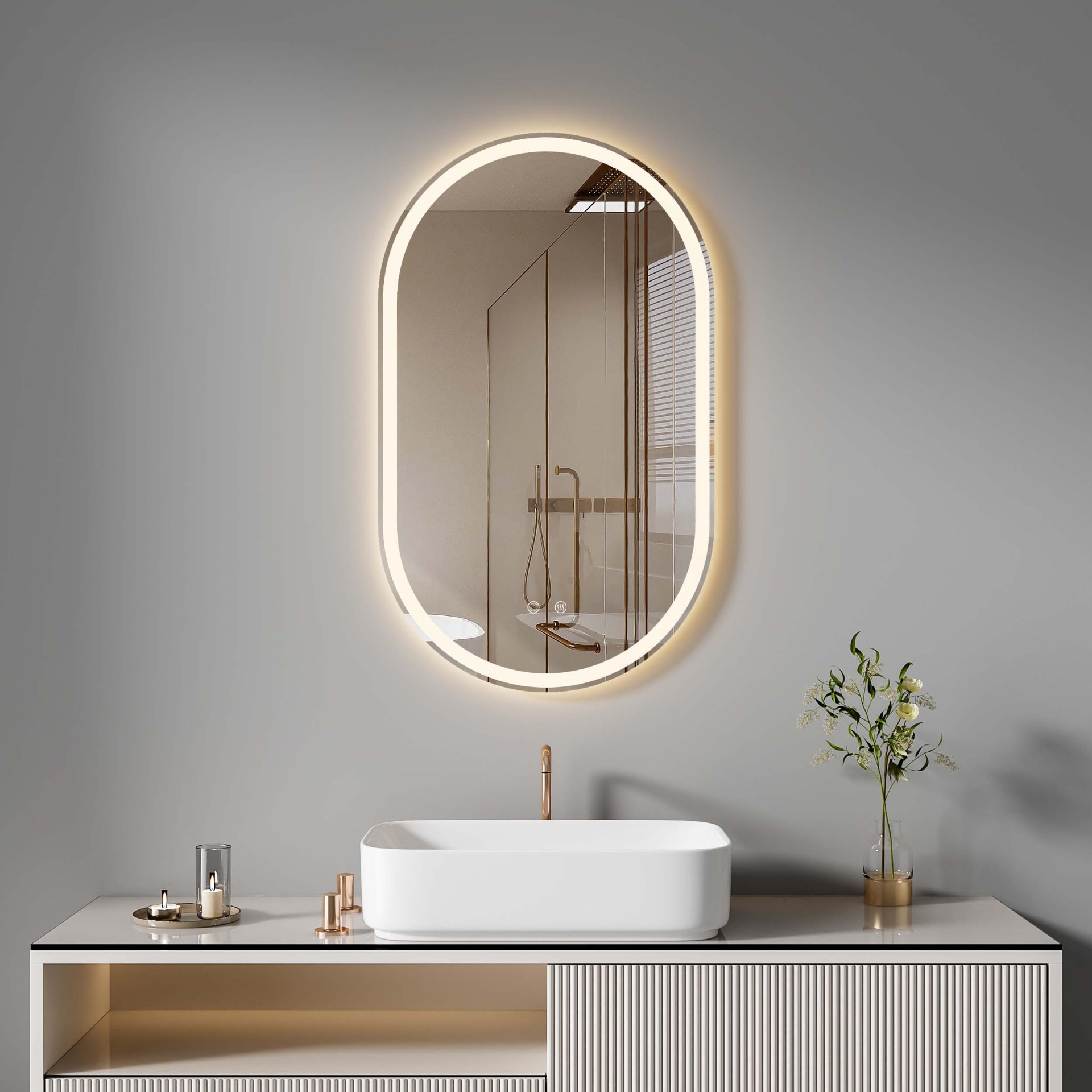 DAPAI 600 x 1000mm LED Oval Bathroom Mirrors