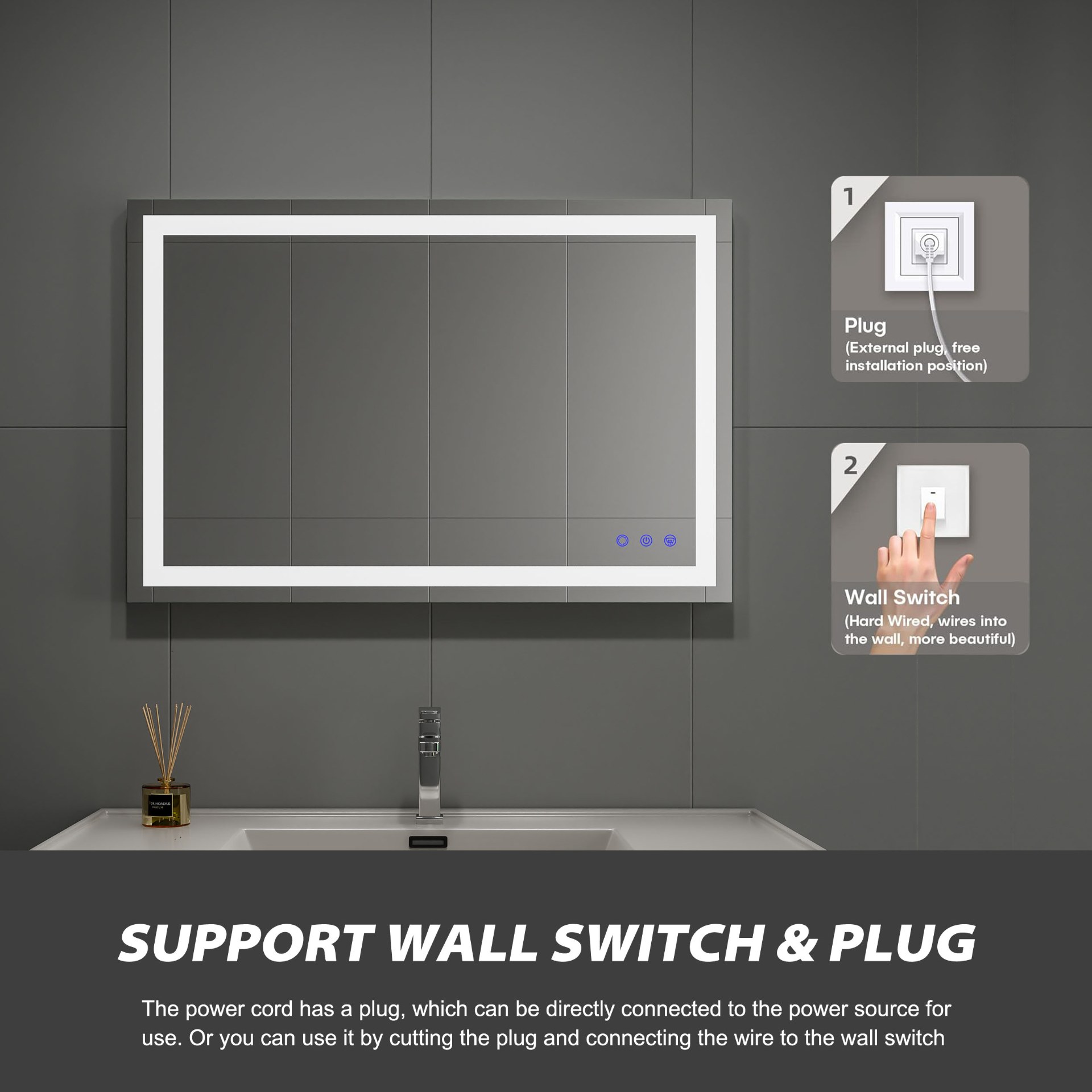 DP349 24x36 Frameless Led Bathroom Mirror manufacturers