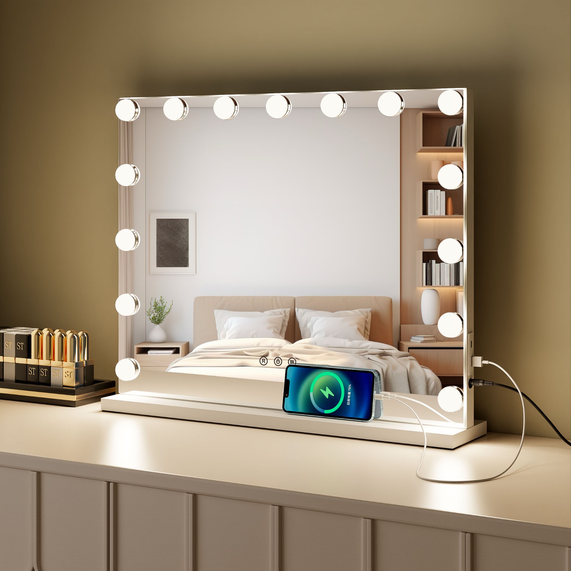 Makeup Mirror with 15 LED Bulbs | DP357 Hollywood Vanity Mirror ...