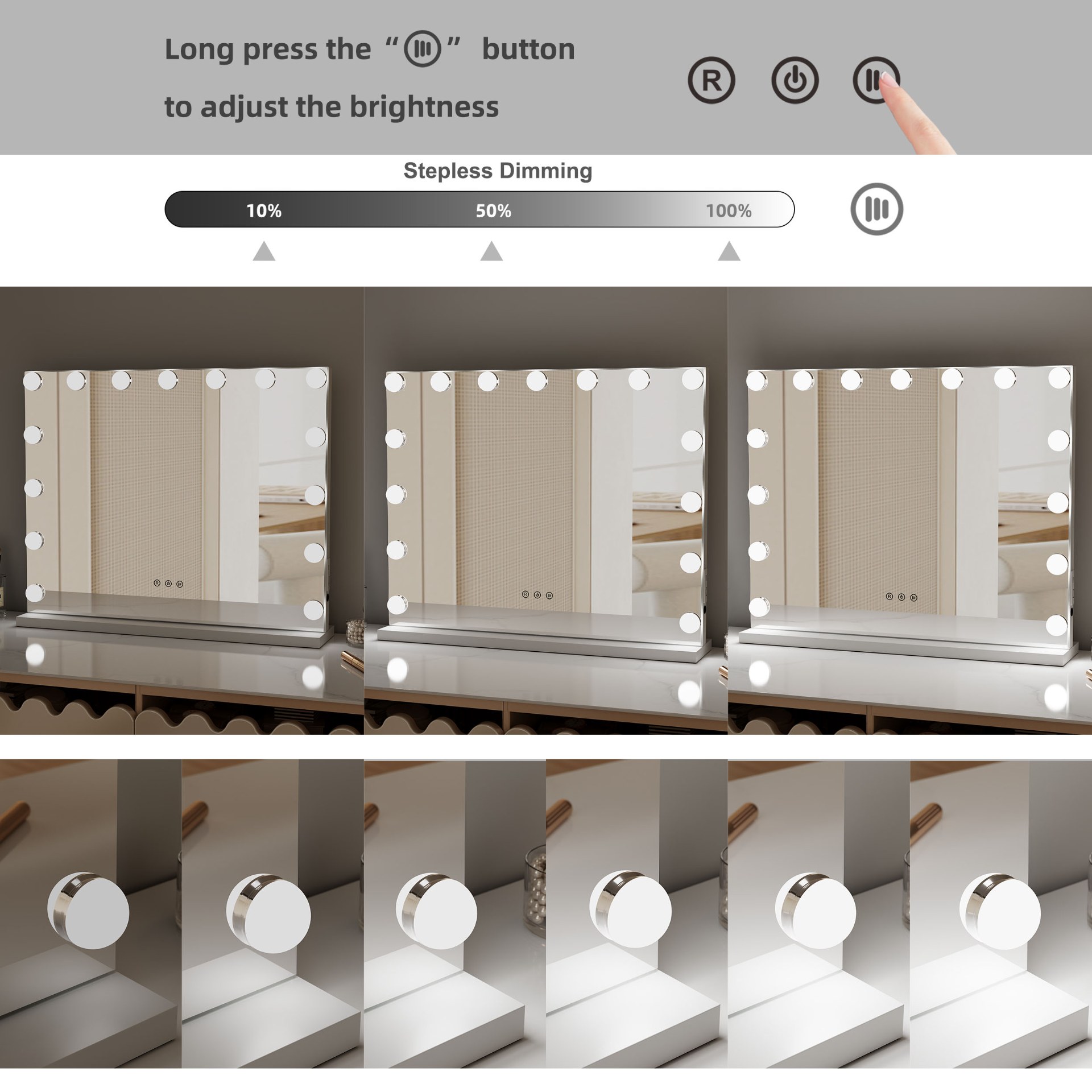 Makeup Mirror with 15 LED Bulbs | DP357 Hollywood Vanity Mirror ...