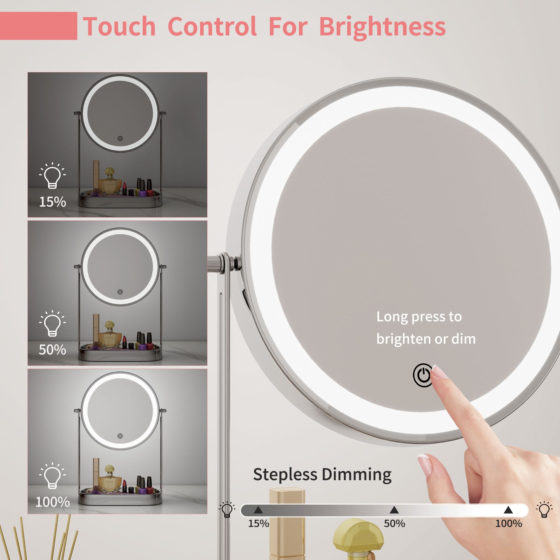 RM413 Double Sided Vanity Mirror With LED Lights - 10X Magnifying ...