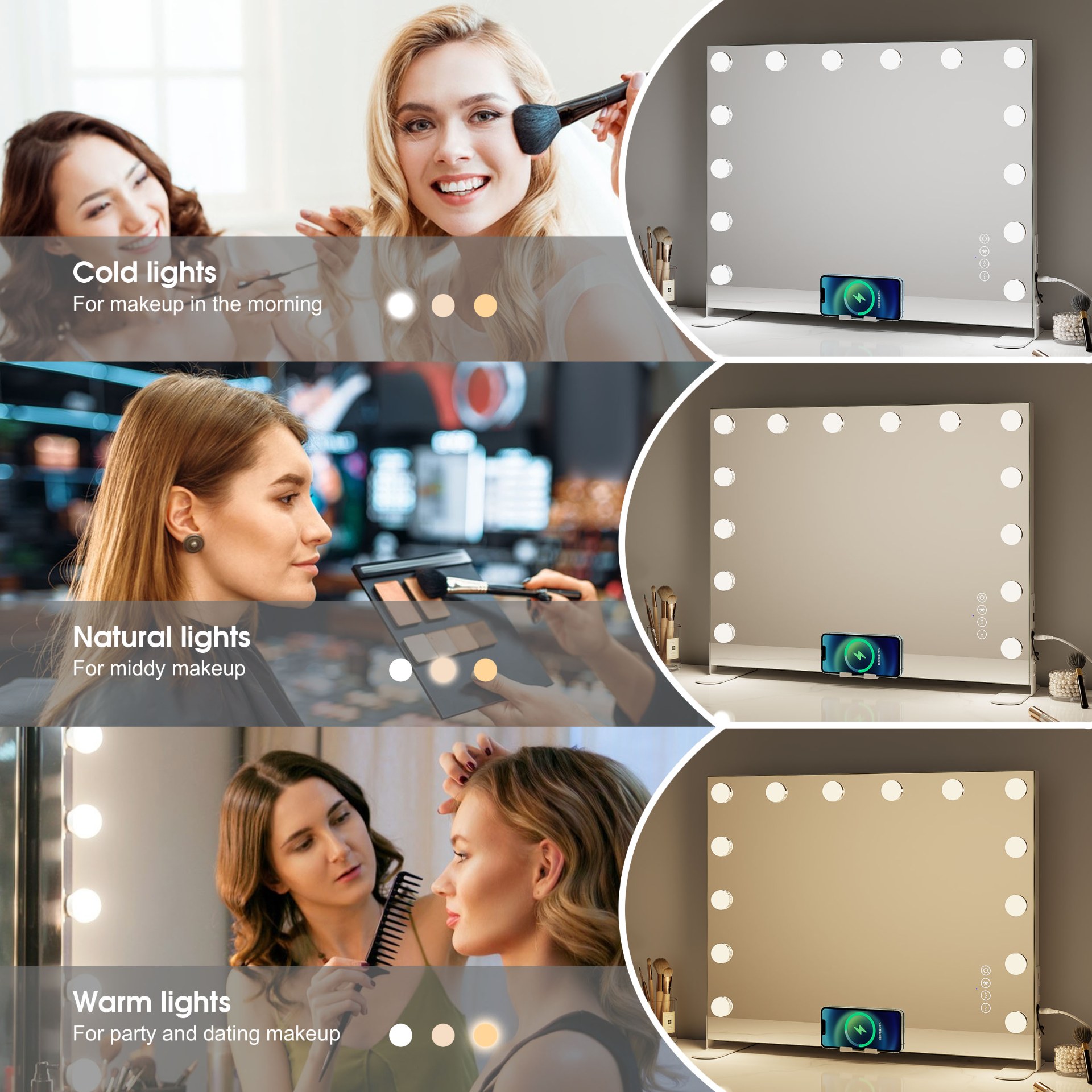 hollywood Vanity Mirror DP357-S with Bluetooth Speakers | DAPAI Mirror